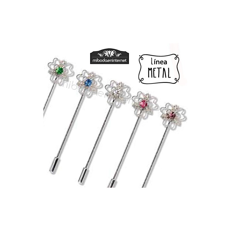 Metal Plateado Alfiler Novia Flor 4 Strass surtido - Mibodaeninternet
